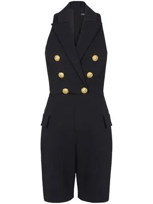 Balmain Peak-lapels Double-breasted Playsuit - Black