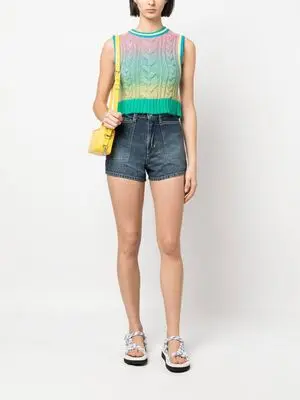Kenzo Logo-patch Denim Short Shorts - Blue