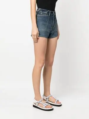 Kenzo Logo-patch Denim Short Shorts - Blue