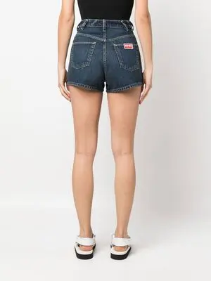 Kenzo Logo-patch Denim Short Shorts - Blue