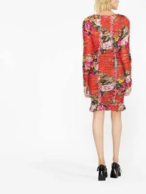 MOLLY GODDARD Ruched Floral-print Minidress