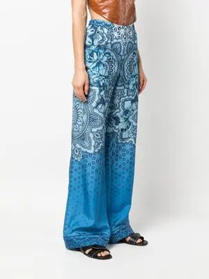 Alberta Ferretti Silk Graphic-print Trousers