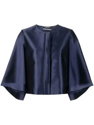 Alberta Ferretti Satin-trim Cropped Cape Jacket