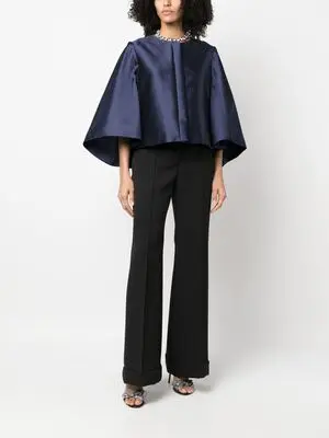 Alberta Ferretti Satin-trim Cropped Cape Jacket
