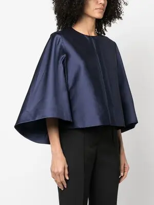 Alberta Ferretti Satin-trim Cropped Cape Jacket