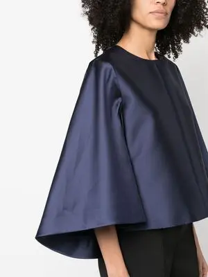 Alberta Ferretti Satin-trim Cropped Cape Jacket
