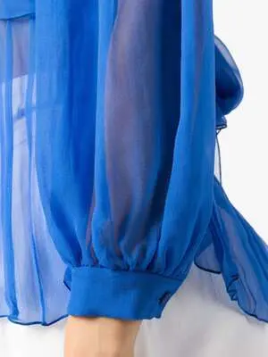 Alberta Ferretti Ruched Sheer Blouse