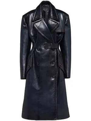 Prada Double-breasted Leather Trench Coat