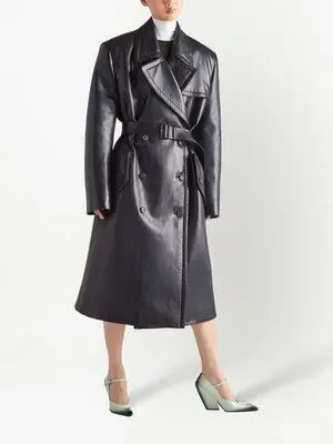 Prada Double-breasted Leather Trench Coat