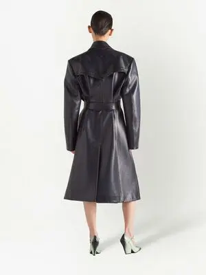 Prada Double-breasted Leather Trench Coat