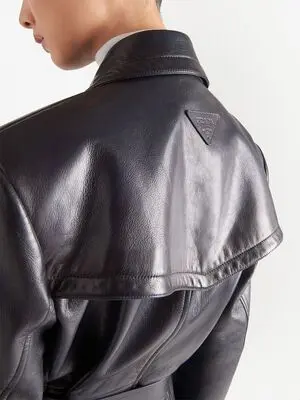 Prada Double-breasted Leather Trench Coat