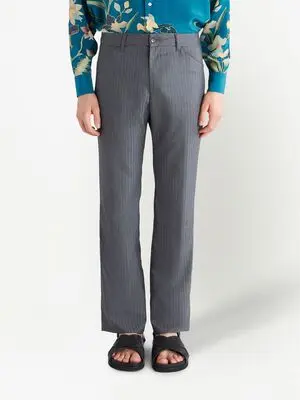 Etro Virgin-wool Straight Leg Trousers - Grey
