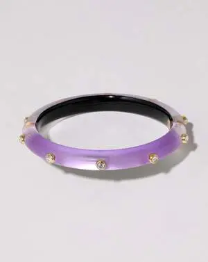 Alexis Bittar Crystal Studded Lucite Hinge Bracelet Amethyst