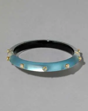 Alexis Bittar Crystal Studded Lucite Hinge Bracelet Bermuda Blue
