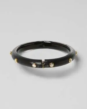 Alexis Bittar Crystal Studded Lucite Hinge Bracelet - Black