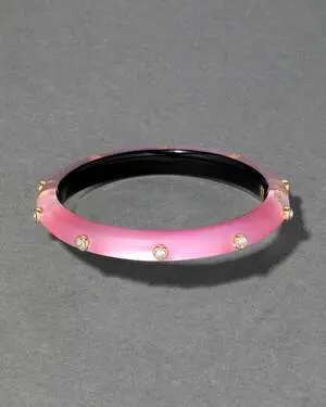 Alexis Bittar Crystal Studded Lucite Hinge Bracelet Candy Pink