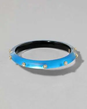 Alexis Bittar Crystal Studded Lucite Hinge Bracelet Cerulean