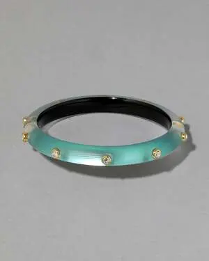 Alexis Bittar Crystal Studded Lucite Hinge Bracelet Mint Green