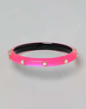 Alexis Bittar Crystal Studded Lucite Hinge Bracelet Neon Pink
