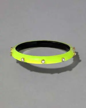Alexis Bittar Crystal Studded Lucite Hinge Bracelet Neon Yellow