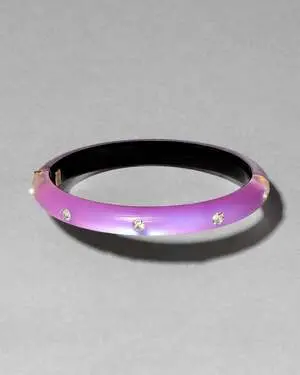 Alexis Bittar Crystal Studded Lucite Hinge Bracelet Techno Purple