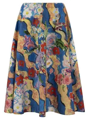 Marni Midi Skirt With Print Multicolor
