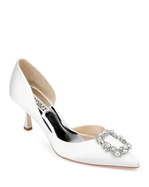 Badgley Mischka Fabia Pointed Toe Pumps - White Satin