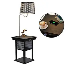 BRIGHTECH Madison Wireless Charging 56' Led She Lf Table Lamp - One-color