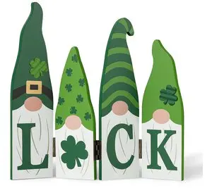 GLITZHOME 12' St. Patrick's Luck Shamrock Gnome Table Decor - One-color