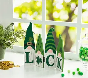 GLITZHOME 12' St. Patrick's Luck Shamrock Gnome Table Decor