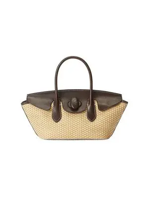 Ralph Lauren Women's Medium Raffia Satchel - Natural - Natural