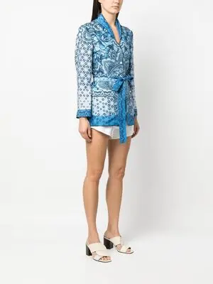 Alberta Ferretti Patterned Belted Blazer