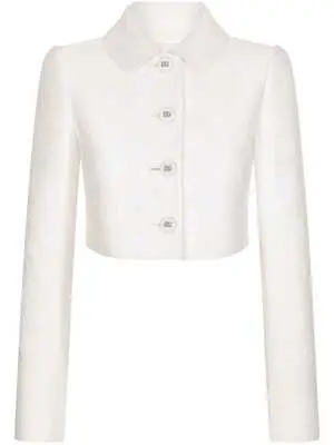 Dolce & Gabbana Dg-logo Jacquard Cropped Jacket - White