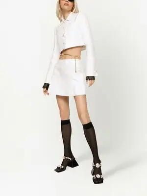 Dolce & Gabbana Dg-logo Jacquard Cropped Jacket - White
