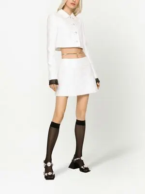 Dolce & Gabbana Dg-logo Jacquard Cropped Jacket - White
