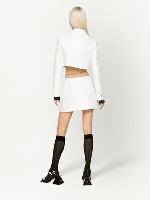 Dolce & Gabbana Dg-logo Jacquard Cropped Jacket - White
