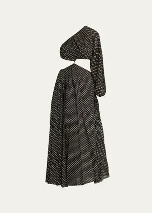 Matteau Polka Dot Asymmetric Wave Maxi Dress - Polka Dot