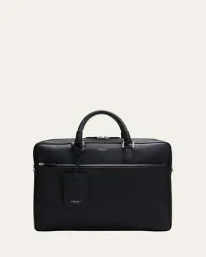 SERAPIAN Cachemire Leather Slim Briefcase - Black