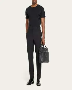 SERAPIAN Cachemire Leather Slim Briefcase - Black