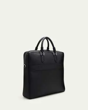 SERAPIAN Cachemire Leather Slim Briefcase - Black