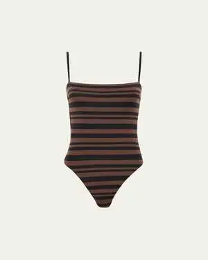 Matteau Matteau Petite Square Maillot Swimsuit Nutmeg Stripe