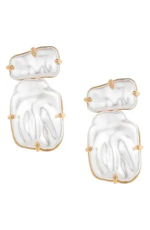 Ettika Imitation Pearl Drop Earrings - White