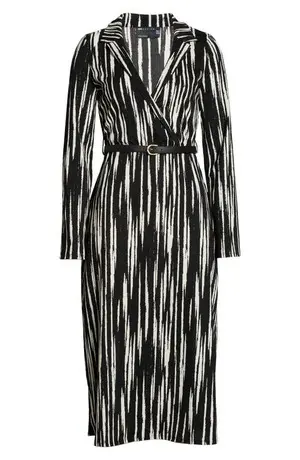 Asos Belted Long Sleeve Midi Dress