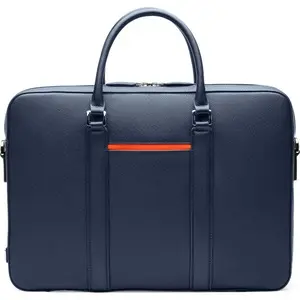MAVERICK & CO. Manhattan Deluxe Leather Briefcase - Navy