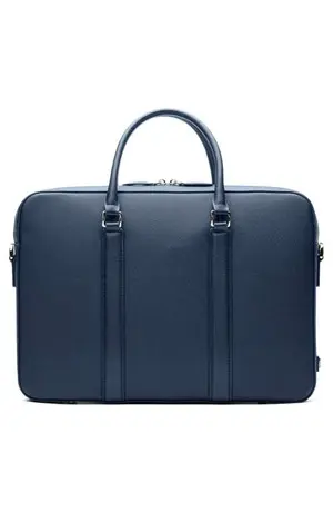 MAVERICK & CO. Manhattan Deluxe Leather Briefcase - Navy
