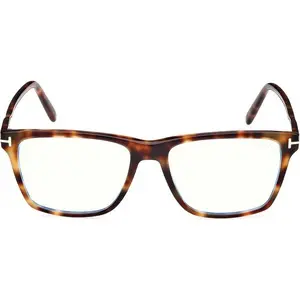 TOM FORD 56mm Square Blue Light Blocking Glasses - Brown Havana
