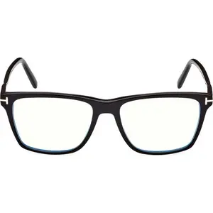 TOM FORD 56mm Square Blue Light Blocking Glasses Shiny Black