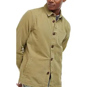 Barbour Washed Button-up Overshirt Bleached Olive