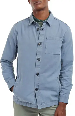 Barbour Washed Button-up Overshirt Washed Blue