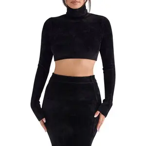 House Of Cb Suri Crop Chenille Turtleneck Sweater